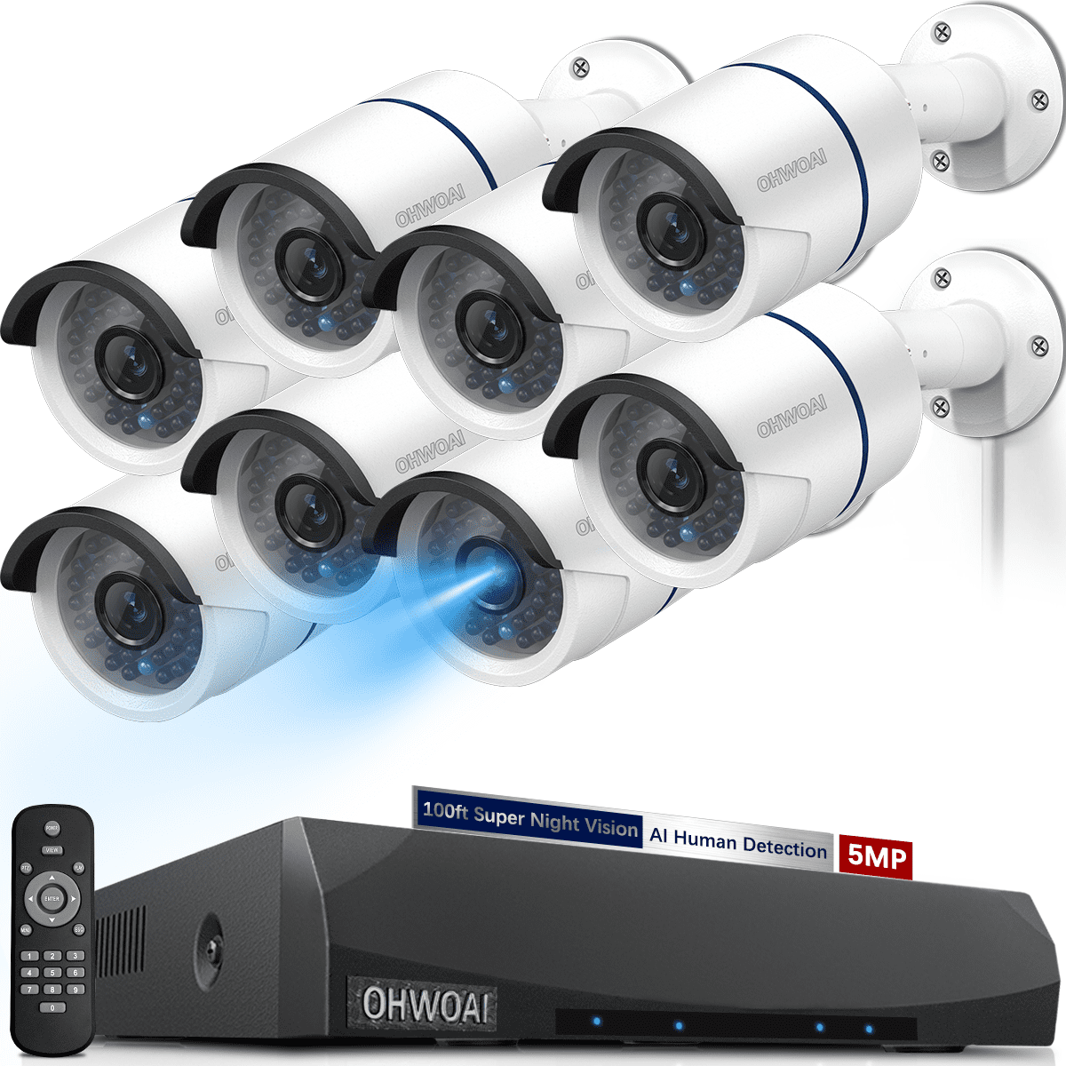 《36 Infrared LED 100ft Super Night Vision》OHWOAI 5.0MP Outdoor POE ...