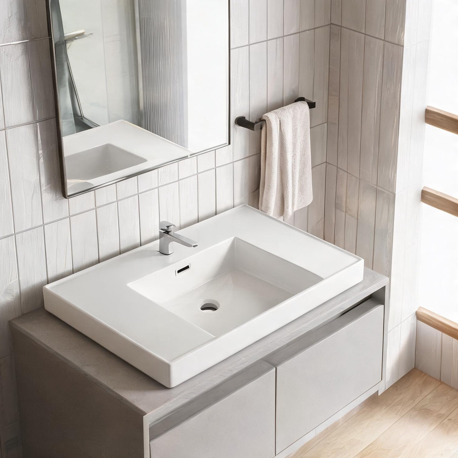 36 Integrated Single Basin Vanity Top in Classic White Resin with ...