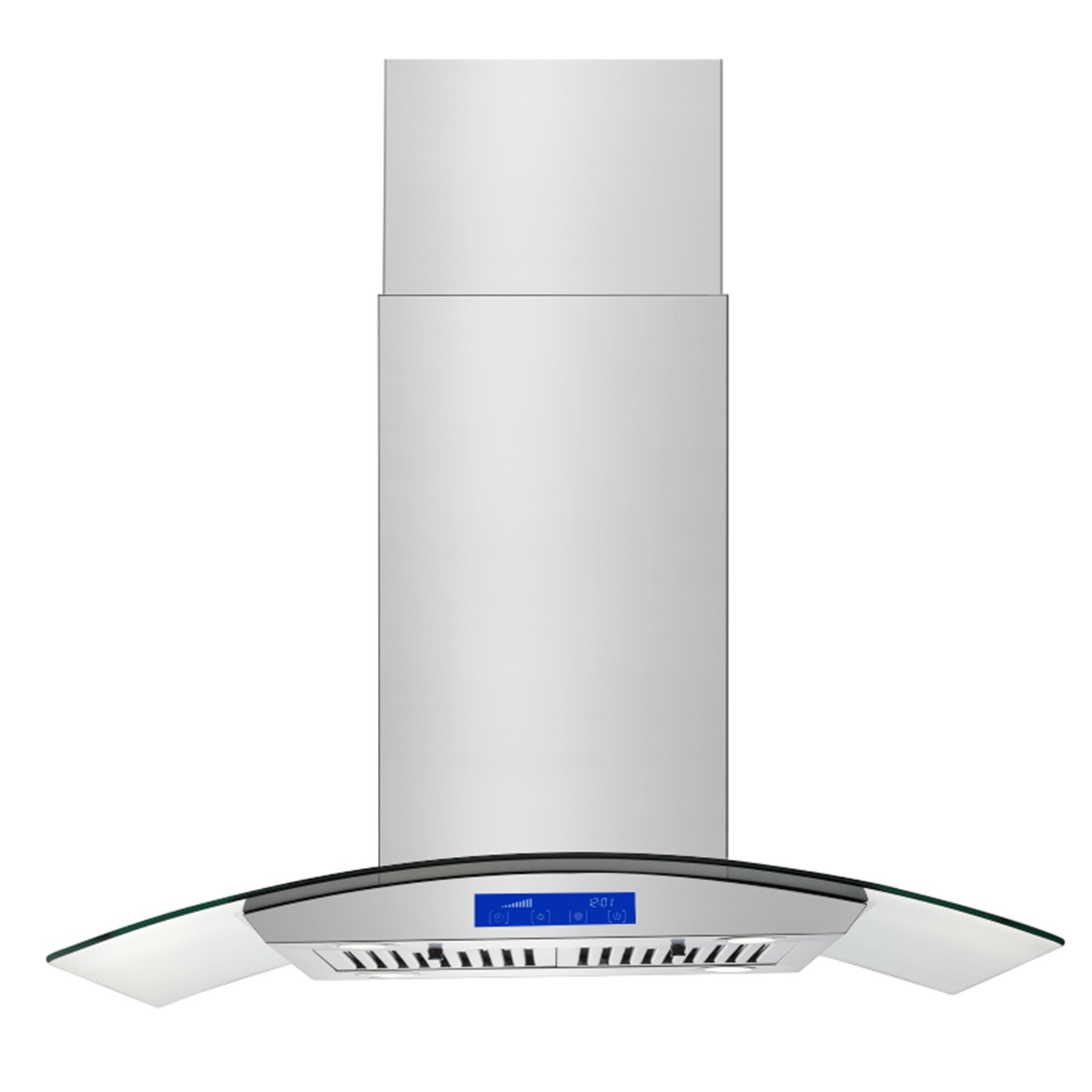 36" Island Mount Kitchen Range Hood Stainless Steel Tempered Glass ...