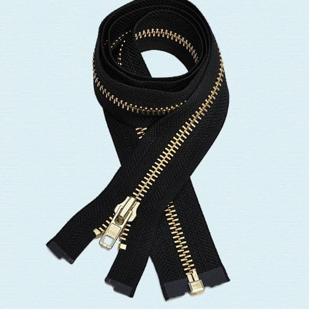 36" Jacket Zipper Heavy Weight ~ YKK #7 Antique Brass Separating ~ 580 Black (1 Zipper ...
