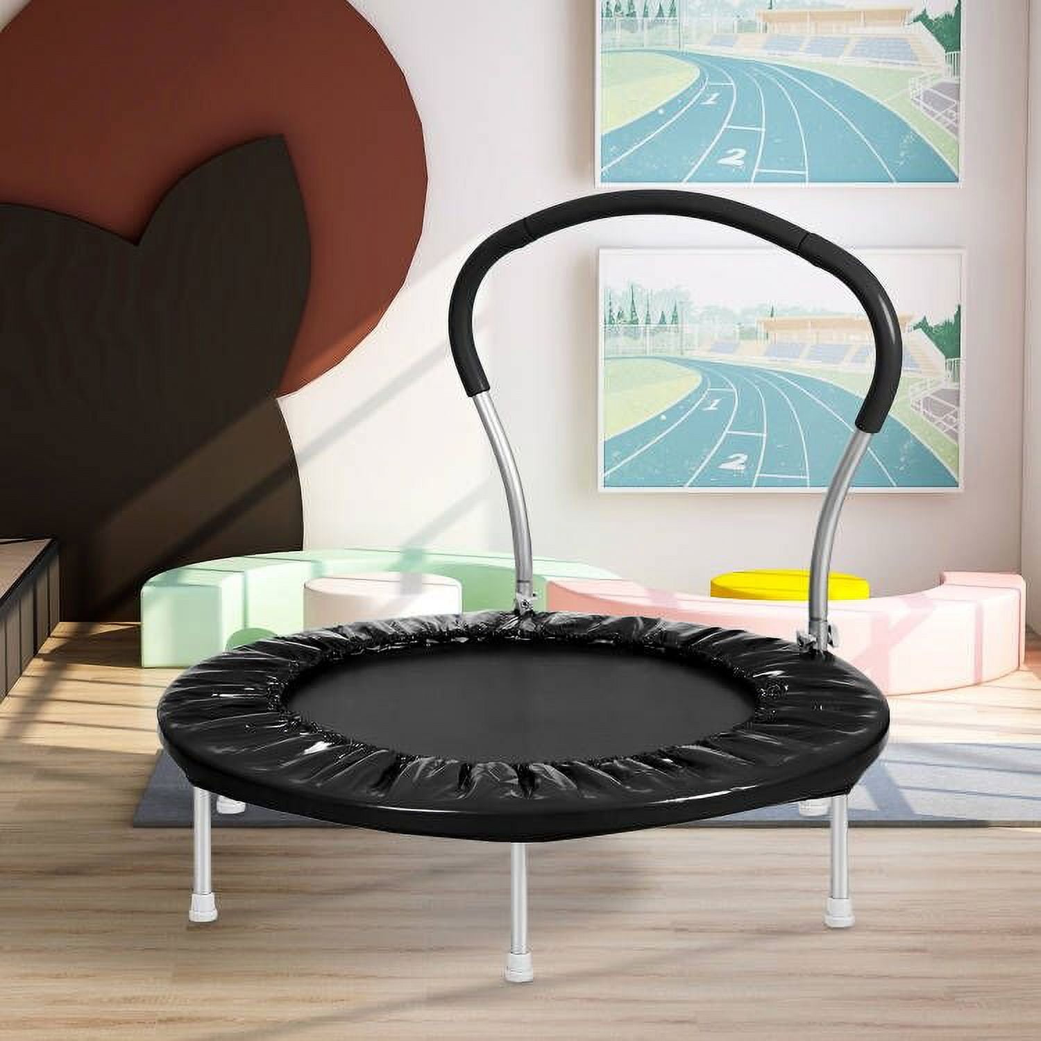 36" Kids Trampoline for Toddlers with Handle, Indoor Mini Trampoline ...
