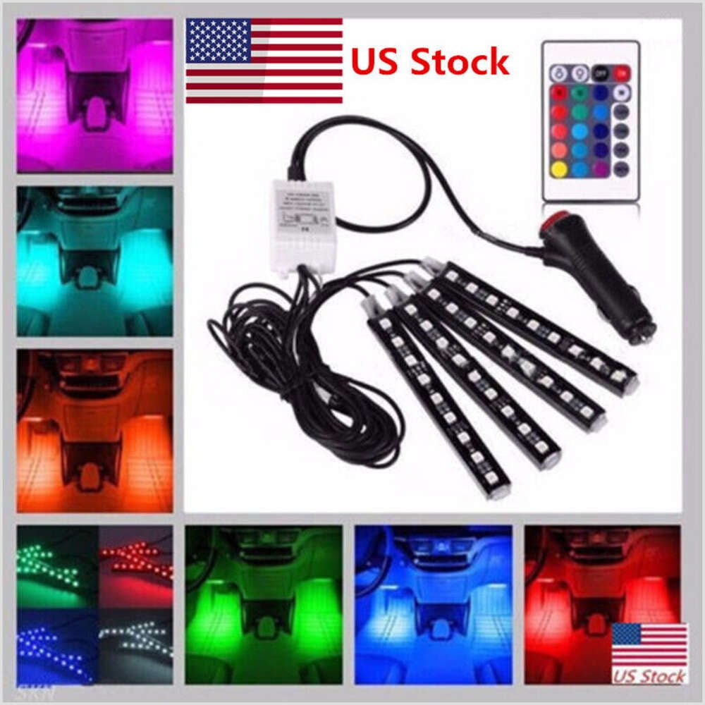 36 LED RGB Under Car Tube Glow Underglow Underbody System Neon Strip ...