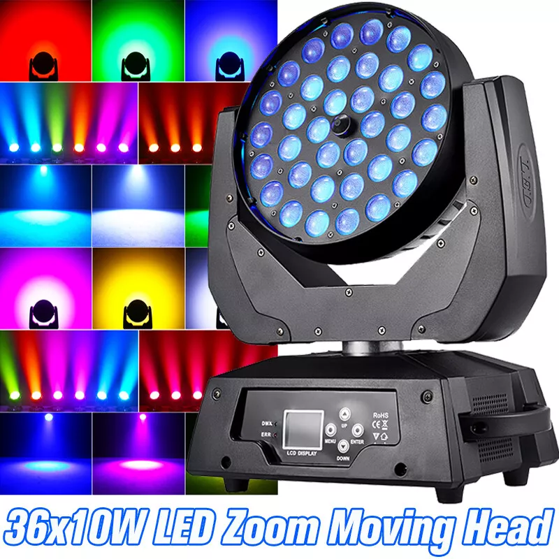 36 LED RGBW Zoom DJ Light Moving Head,Wash Beam Stage Light DMX Control ...