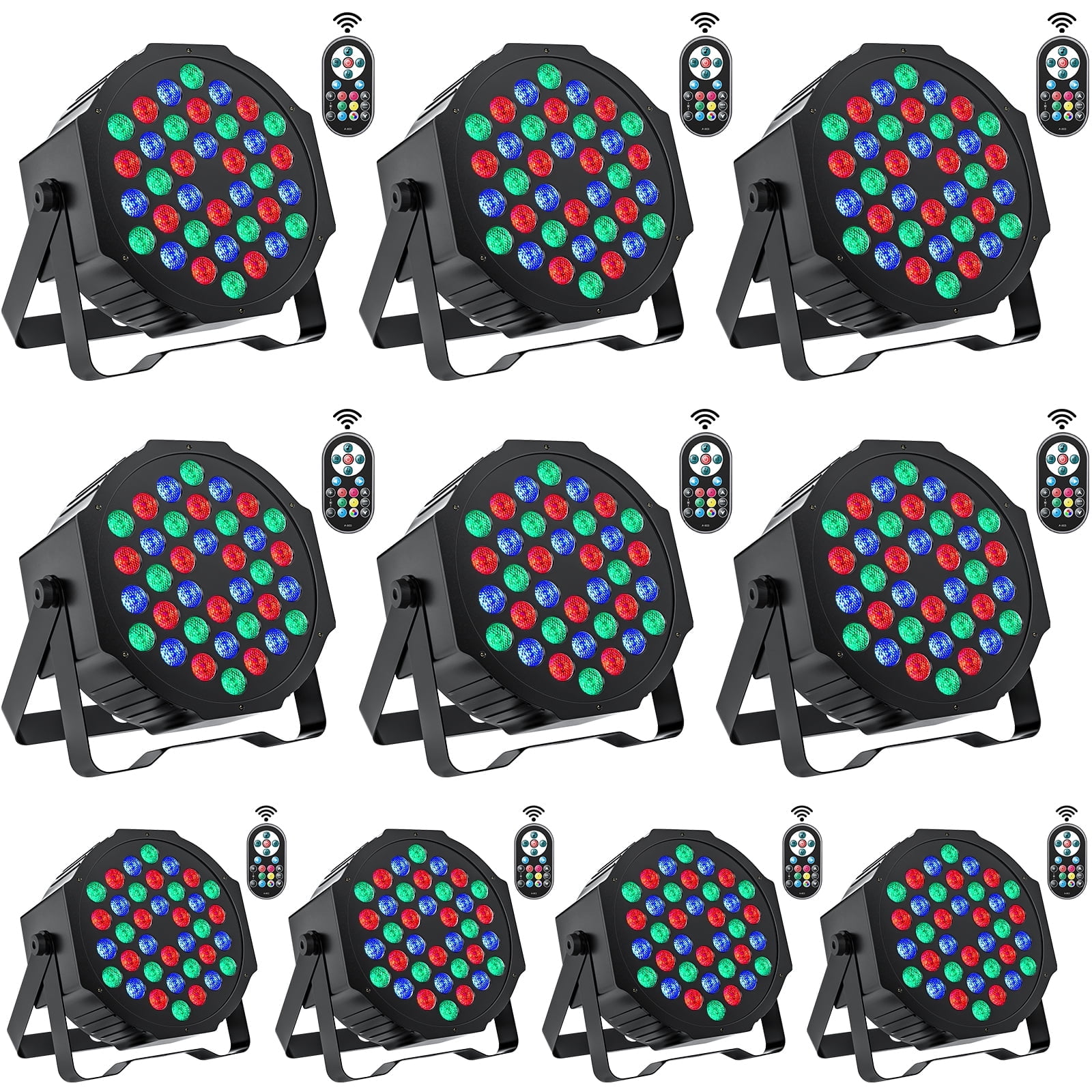36 LED RGB Par Can Lights, Sound Activated DJ Lights DMX w/ Remote, 10Pack - Walmart.com