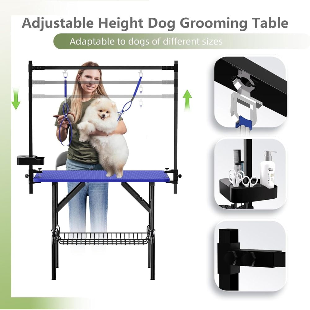 36''Large Dog Grooming Table, Foldable Pet Station at Home, Dog ...
