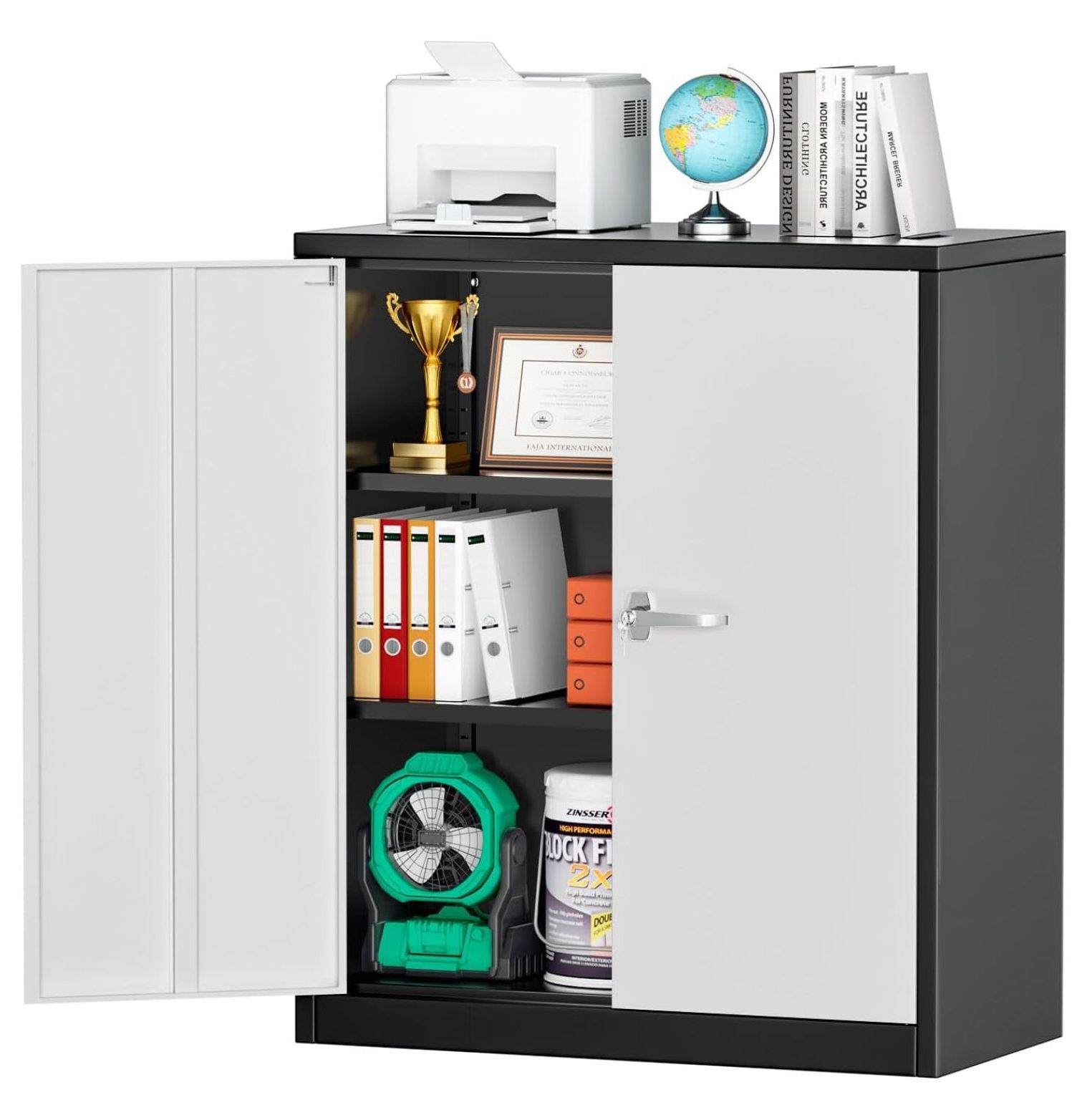 36” Locking Garage Storage Cabinet, Metal Storage Cabinets with Locking ...