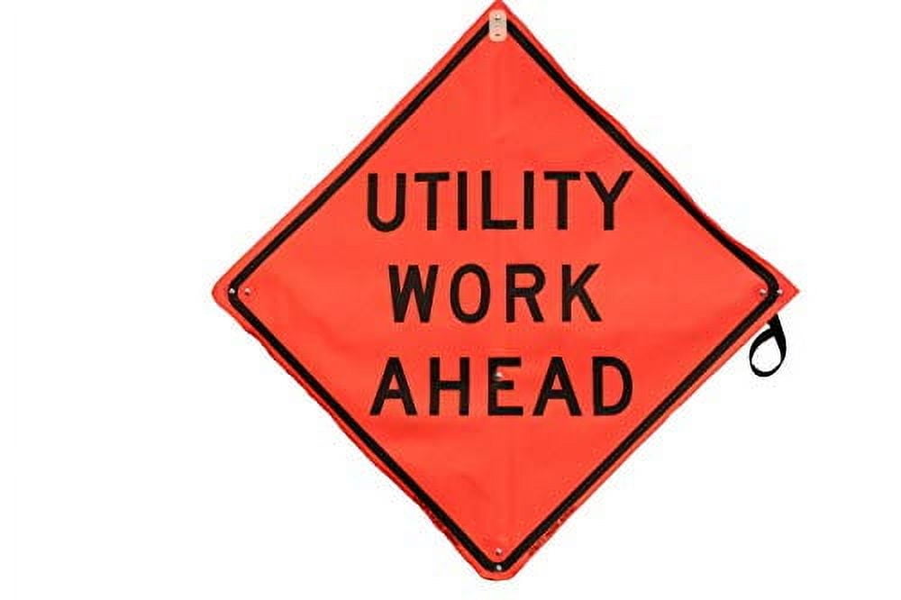 36" mesh roll-up warning sign. legend: utility work ahead - Walmart.com