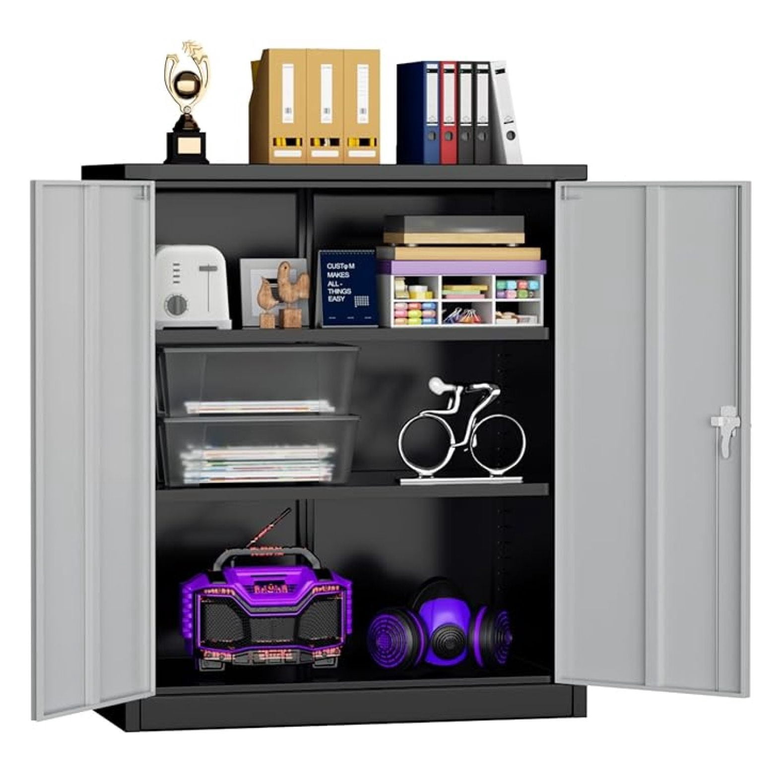 36" Metal Storage Cabinet, Garage Storage Cabinet with Locking Doors ...