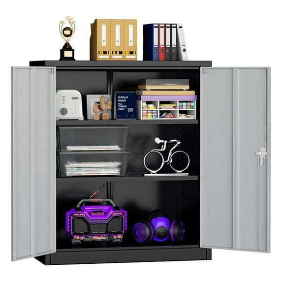 36" Metal Storage Cabinet, Garage Storage Cabinet with Locking Doors ...