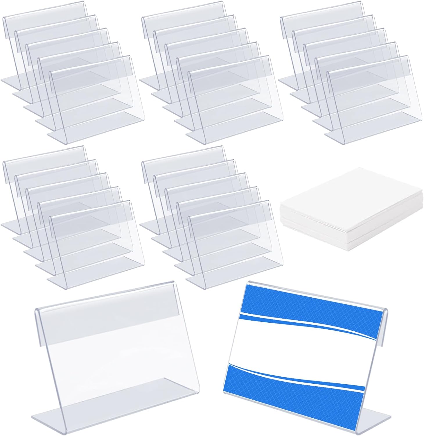 36 Mini Acrylic Sign Holders - Slanted Plastic Card Tags with Blank ...