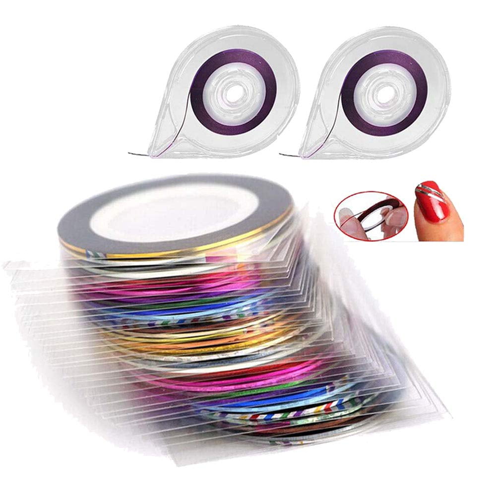 36 Mixed Colors Rolls Striping Tapes Line Nail Art Decal Sticker with 2 ...