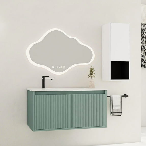36" Modern Floating Bathroom Vanity with Drop-Shaped Sink and Side ...