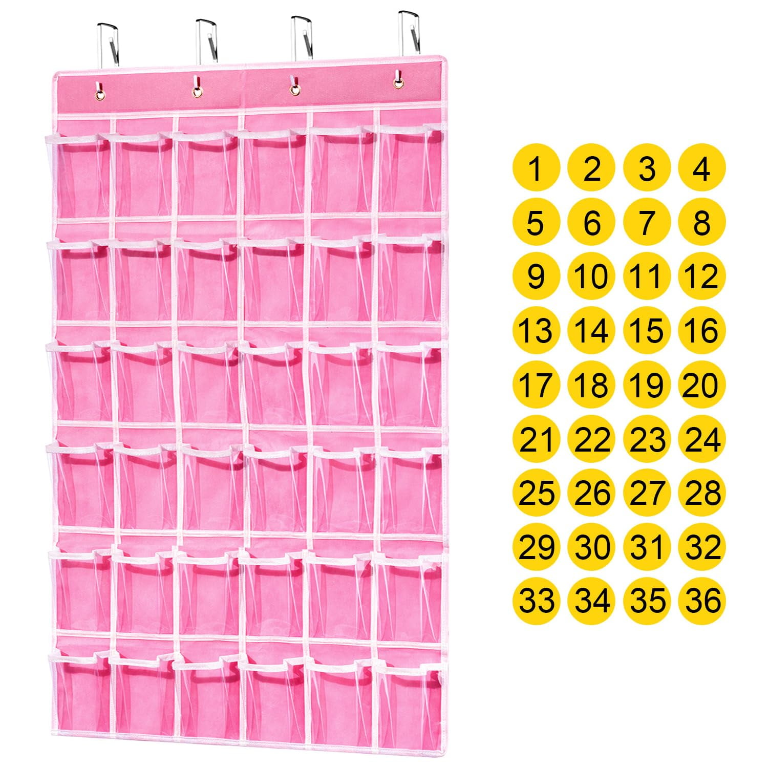 36 Numbered Transparent Pockets Classroom Organizer, Phone and ...