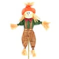36" Orange and Brown Scarecrow on a Stick with Hat/Shirt - Walmart.com