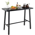 36" Outdoor Bar Table, Rectangular High Pub Table with Adjustable Foot ...