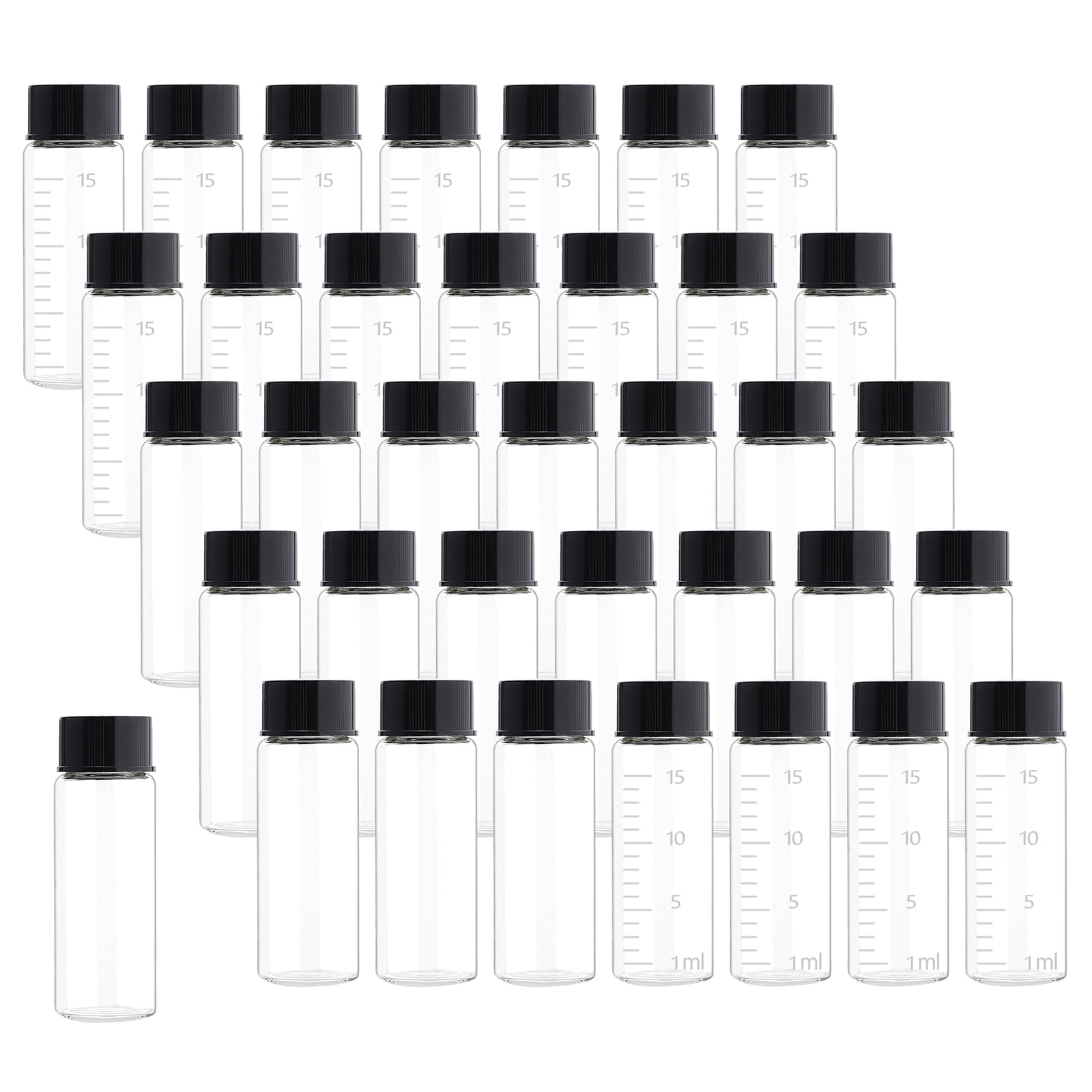 36 PCS 15ml Clear Glass Bottles with Lids Sample Vials with Scale(18pcs ...