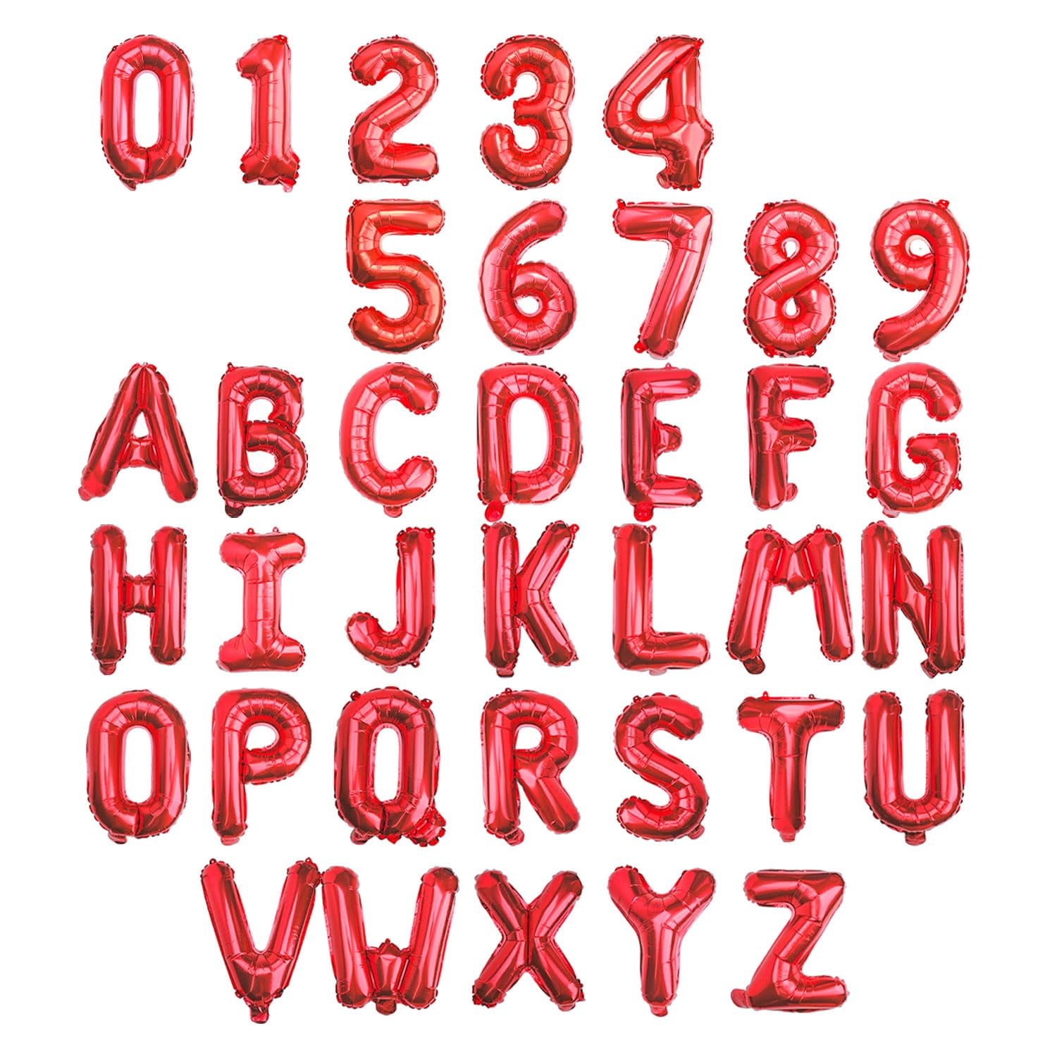 [36 PCS] 16" Foil Red Letter BSL1 Number Balloons Set of A-Z 0-9, Mylar ...