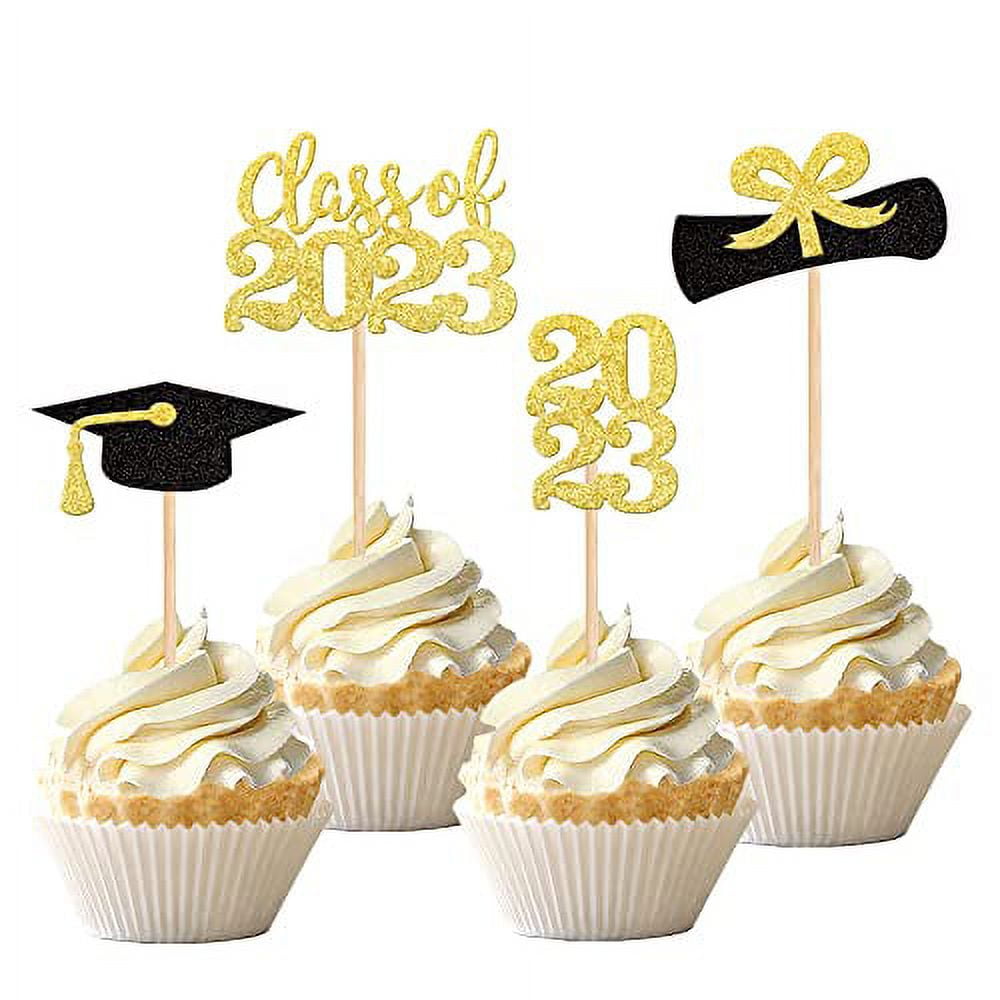 36 PCS 2023 Graduation Theme Cupcake Toppers Glitter Class of 2023 ...