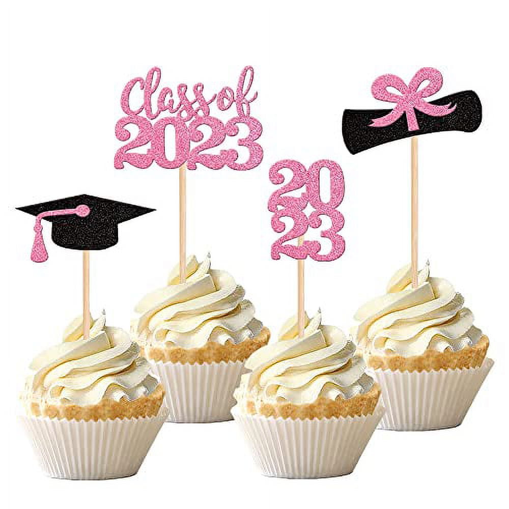 36 PCS 2023 Graduation Theme Cupcake Toppers Glitter Class of 2023 ...