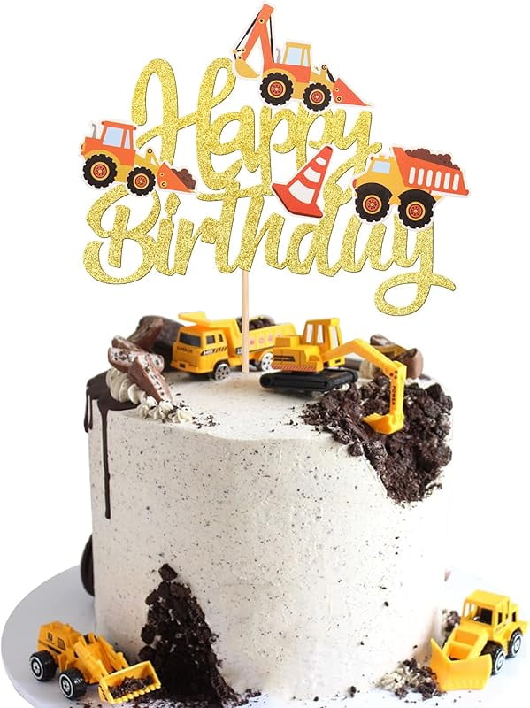 36 PCS Construction Cupcake Toppers Stop Sign Dump Truck Excavator ...