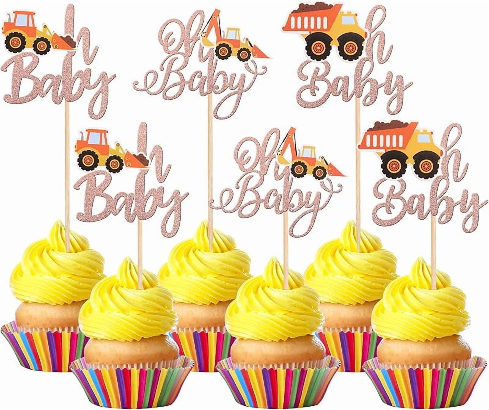 36 PCS Construction Cupcake Toppers Stop Sign Dump Truck Excavator ...
