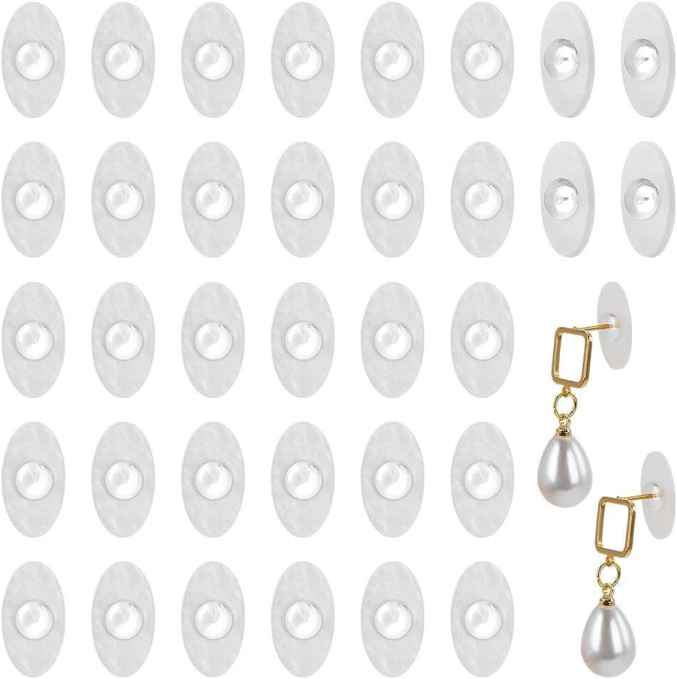 36 PCS Earring Backs for Droopy Ears Acrylic Ear Nut for Women Oval ...