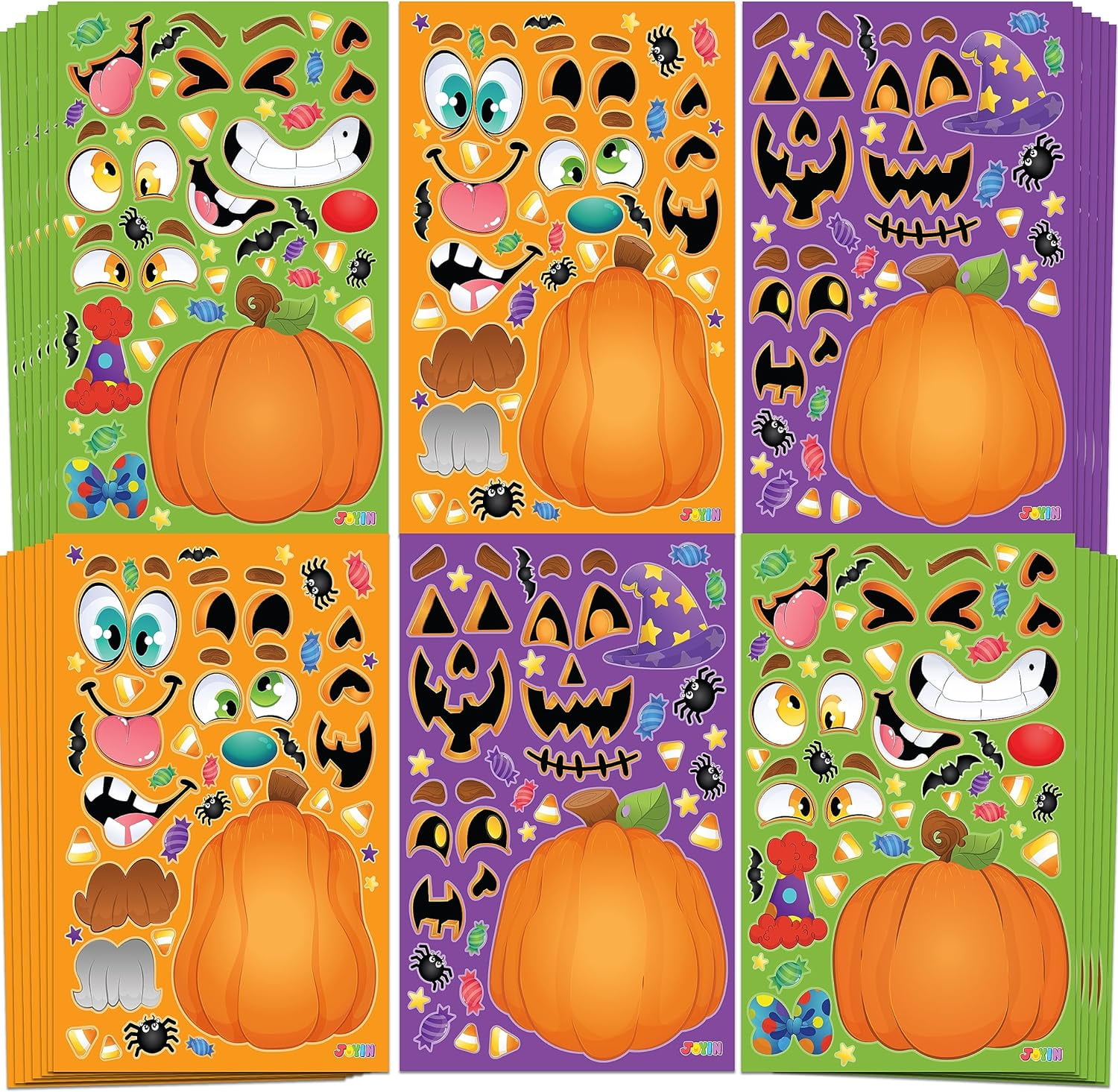 36 PCS Halloween Make-a-face Sticker Sheets Make Your Own Characters ...