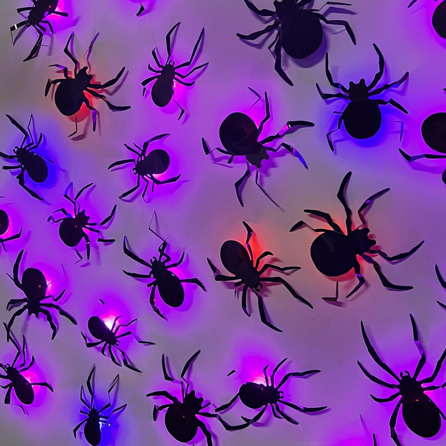 36 PCS LED Purple Lighted 3D Bats Halloween Decoration, 5 Sizes & 4 ...