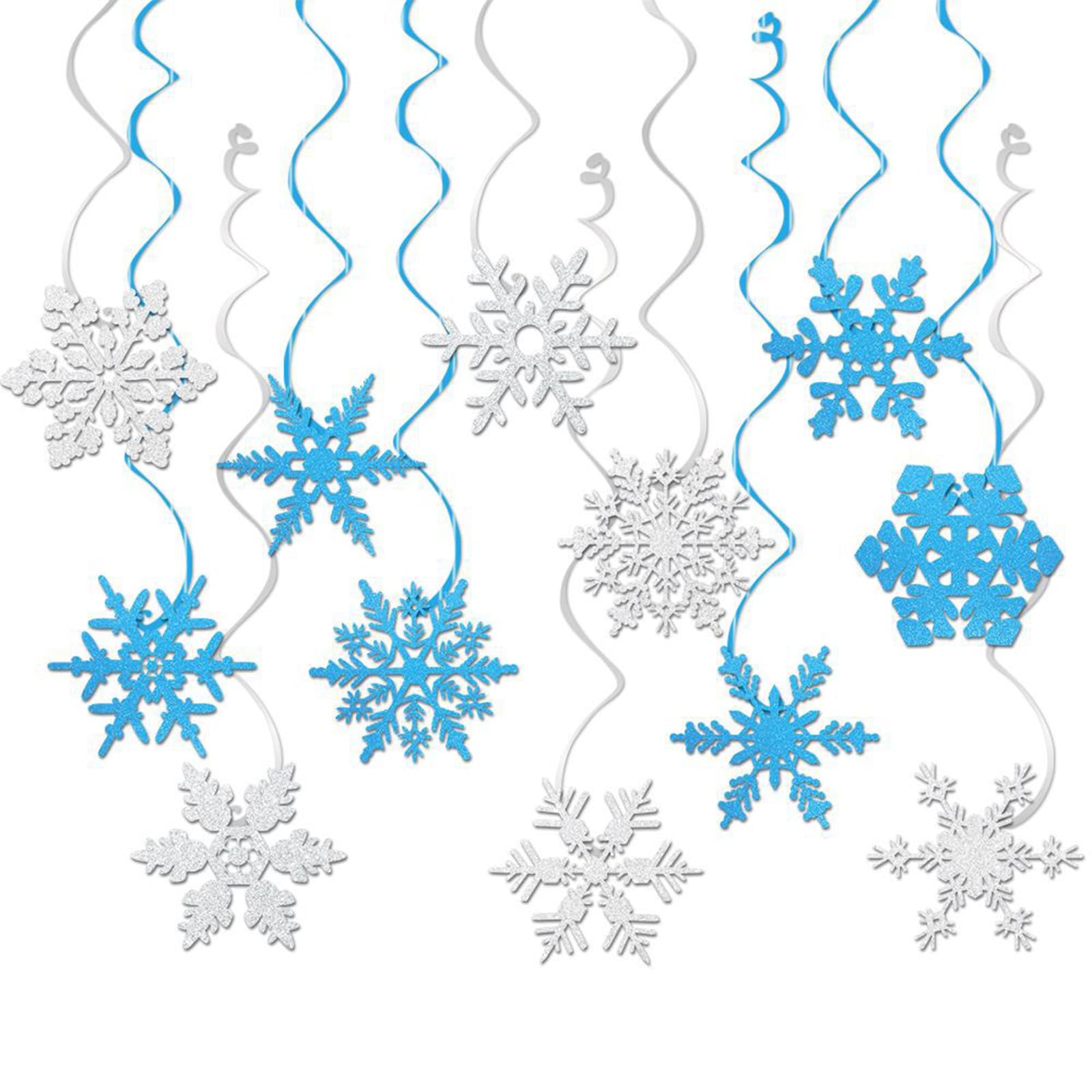 36 PCS Snowflake Hanging Swirl Decorations, Blue and Sliver Hanging ...