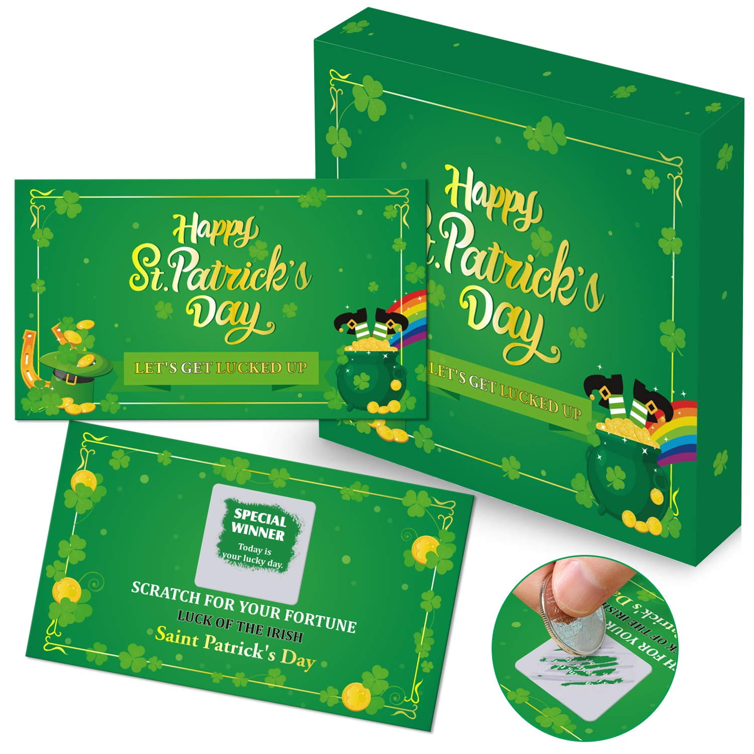 36 PCS St. Patrick's Day Scratch Off Fortune Cards Party Games Favors ...