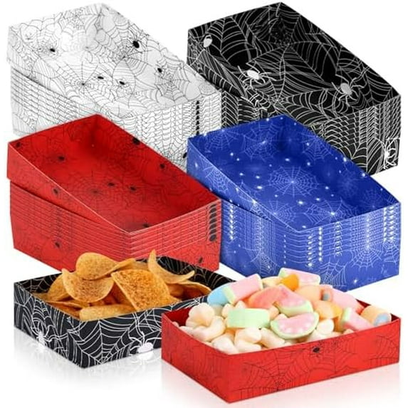 36 PCS Superhero Spider Web Paper Food Trays - Disposable Assembled ...