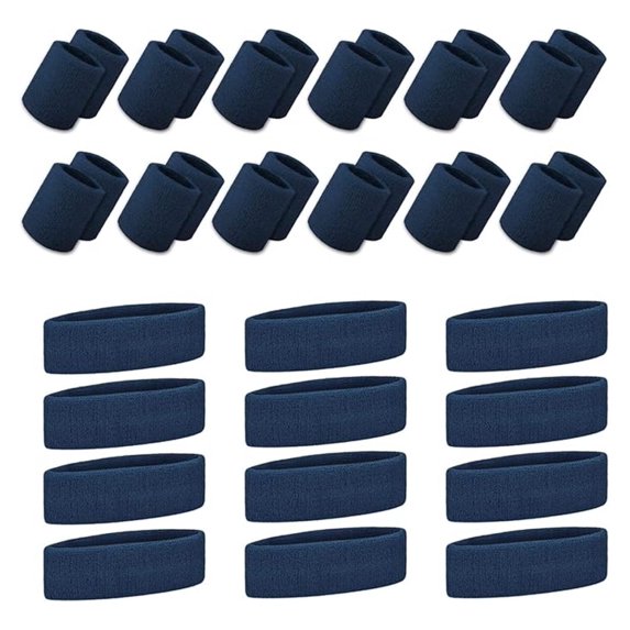 36 PCS Sweatbands Set, Cotton Sports Sweat Band (12 Headbands & 24 ...