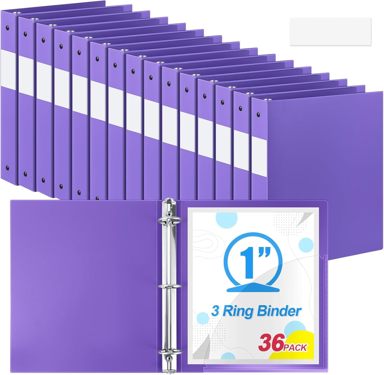 36 Pack 1 Inch 3 Ring Plastic Binders, Bulk Flexible PP Binders for ...