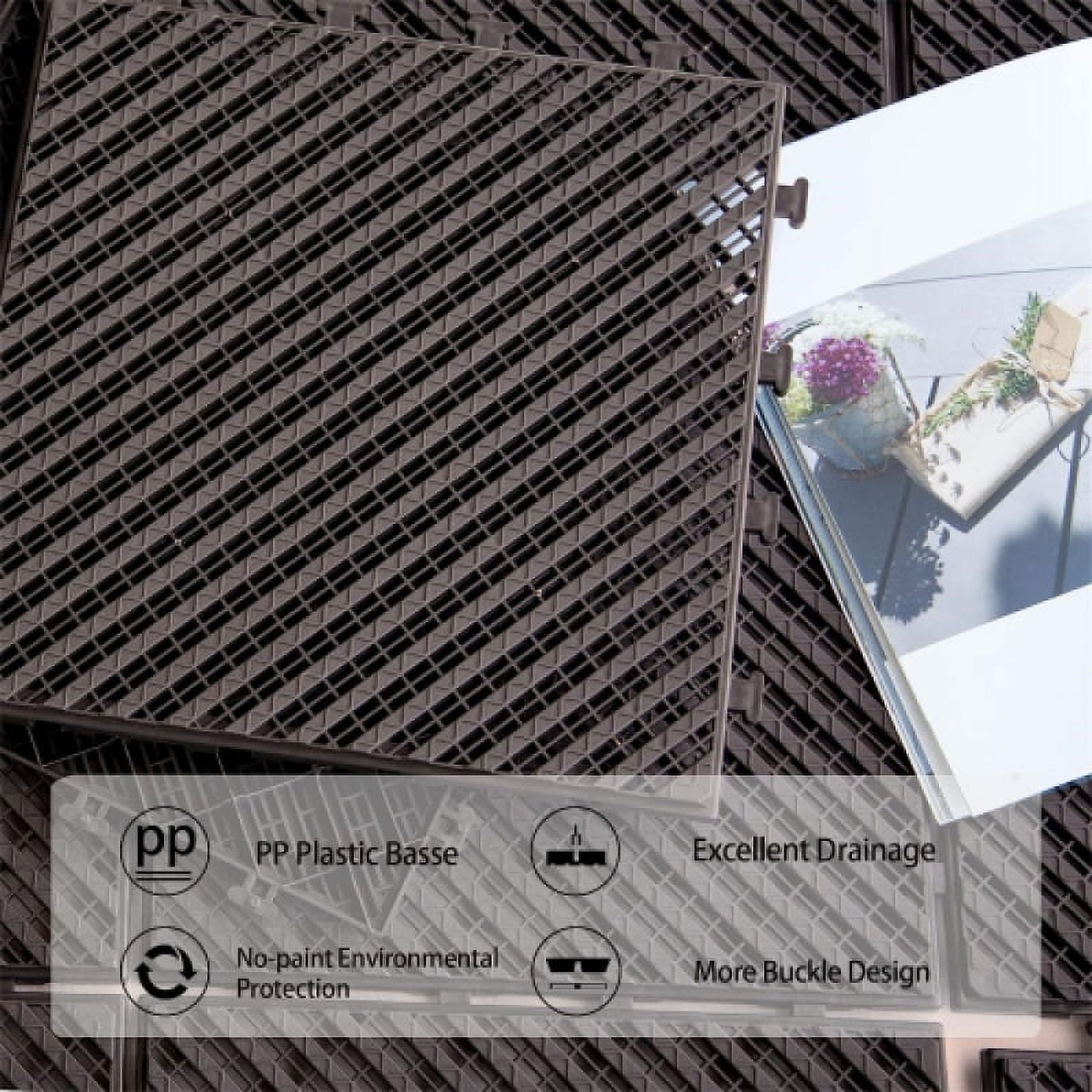 36-Pack 12"x12" Four Slat Composite Interlocking Deck Tiles, Brown ...