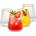 36 Pack 12oz Stemless Plastic Wine Glasses – Clear Ribbed Cups, Elegant ...