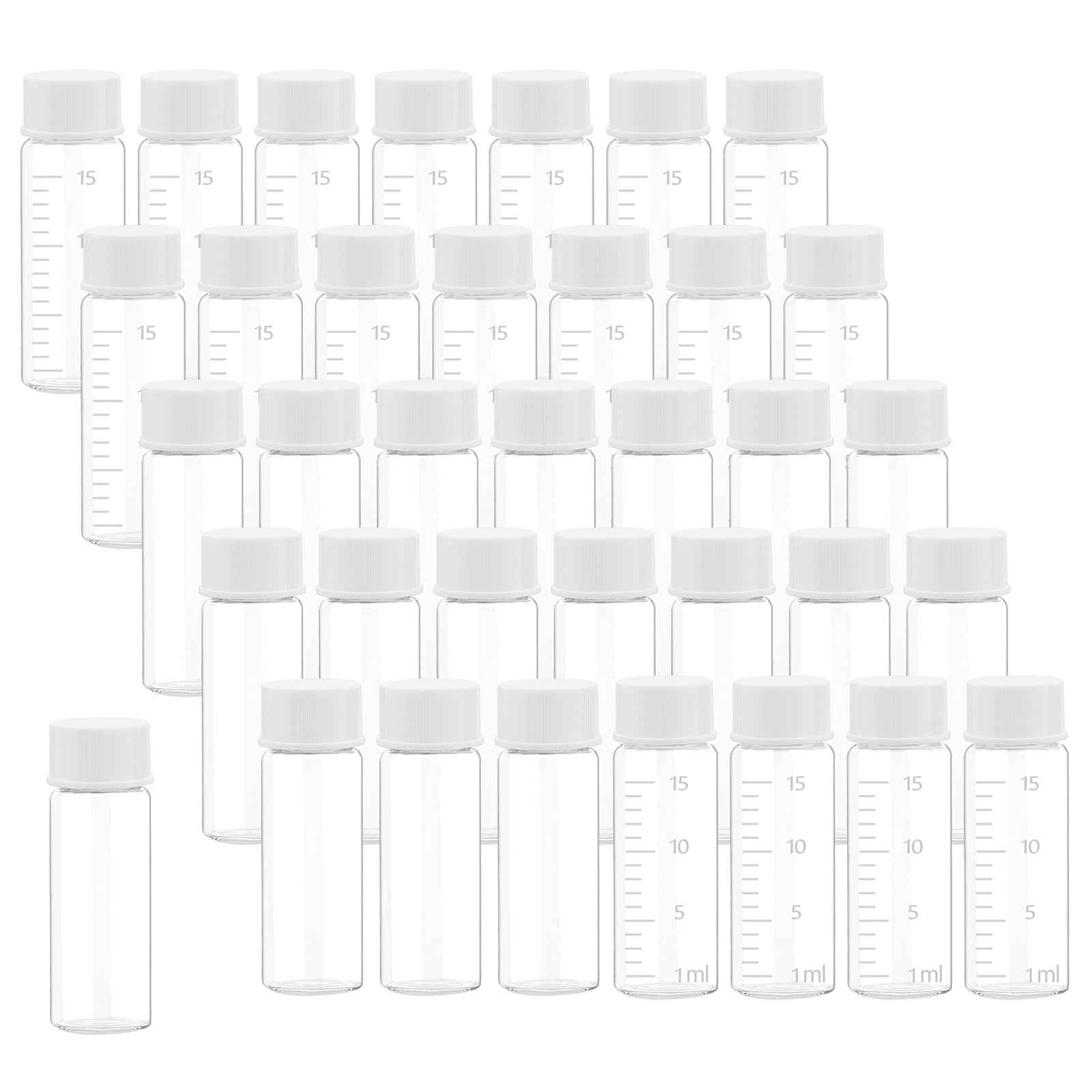36 Pack 15ml Clear Glass Sample Vials with Scale(18pcs), Empty Glass ...