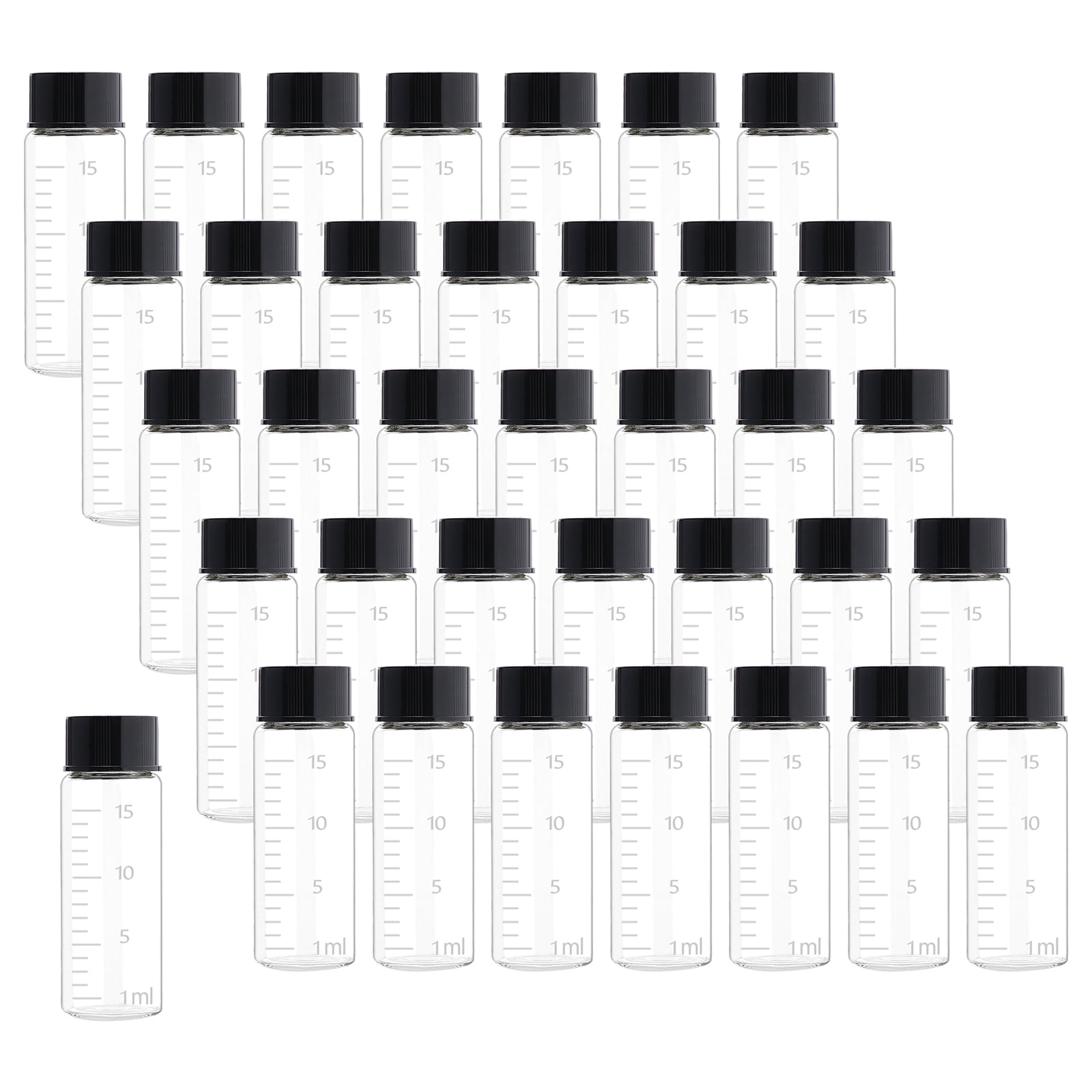 36 Pack 15ml Clear Glass Sample Vials with Scale, Empty Glass Bottles ...
