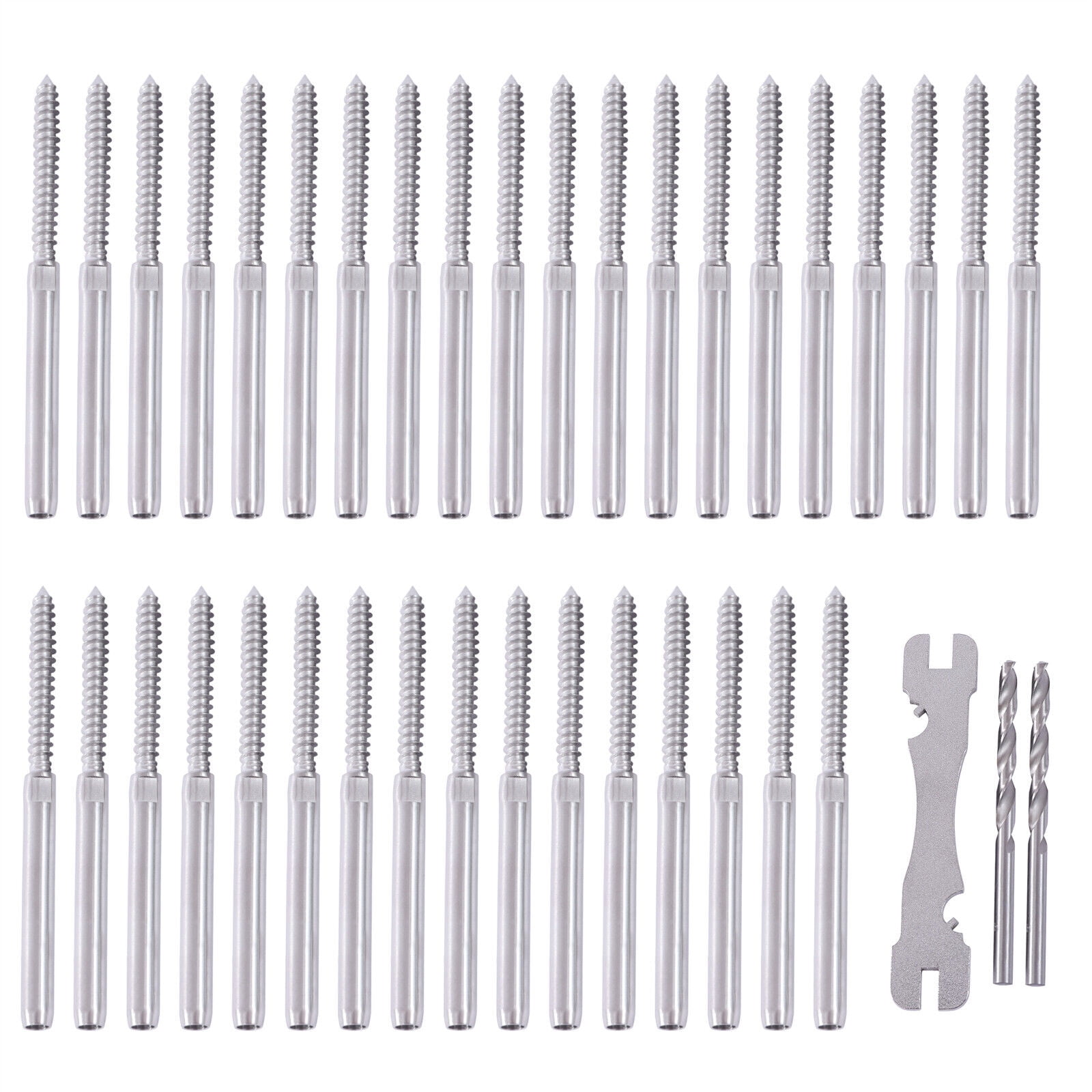 36 Pack 3/16 T316 Stainless Steel Cable Railing Hardware Kit For Wood ...