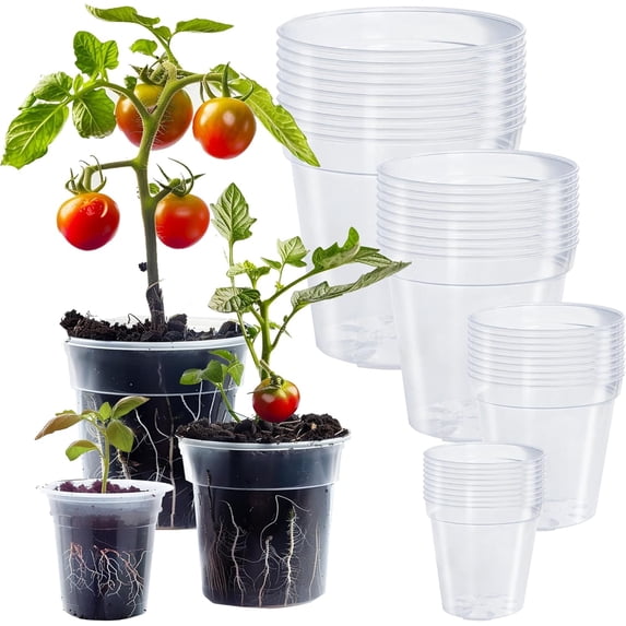 36 Pack 4/5/6/7 Inch Clear Nursery Pots for Plants, Plant Pots with ...