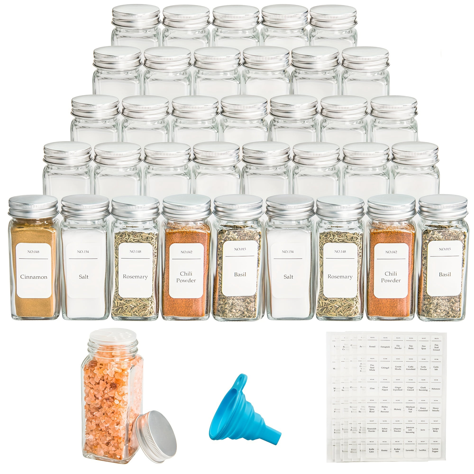 36 Pack 4Oz Square Glass Spice Jars, Airtight Leak-Proof Storage ...