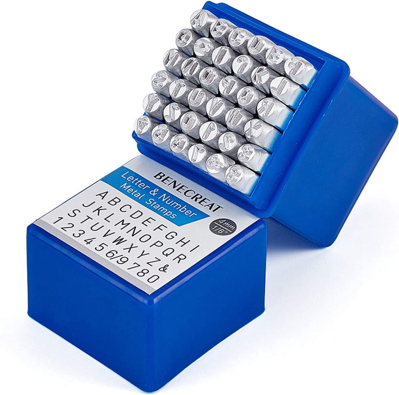 36 Pack (4mm 4/25") Letter and Number Matte Design Metal Stamp Punches ...