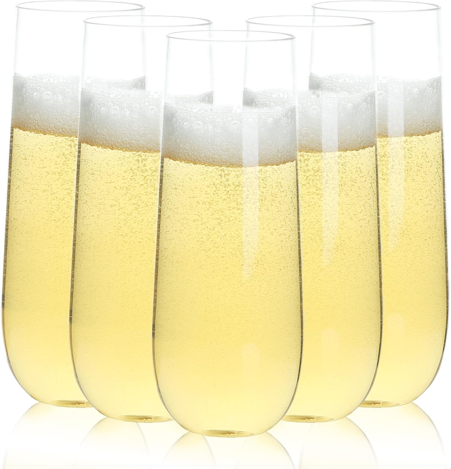 36 Pack 9 oz Stemless Plastic Champagne Flutes, Clear Disposable ...