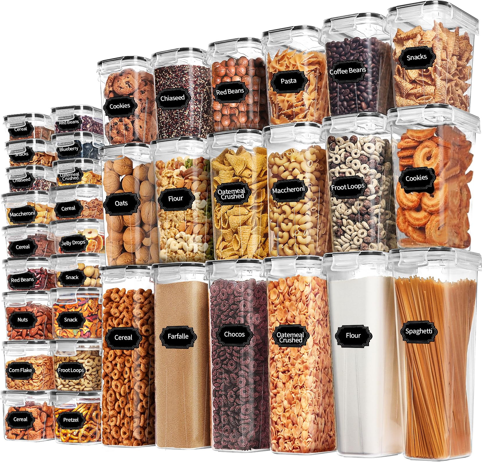 36 Pack Airtight Food Storage Containers for Kitchen Pantry Organizers ...