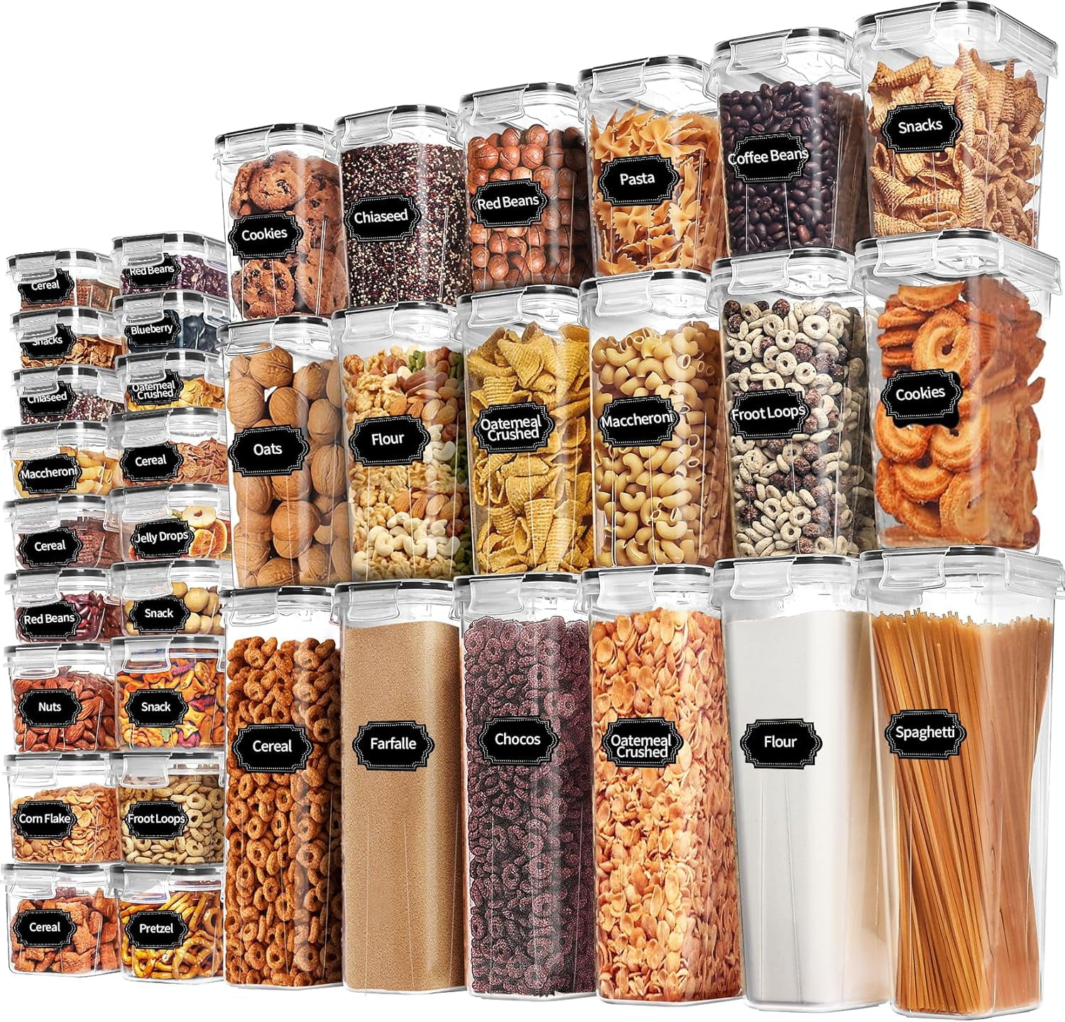 36 Pack Airtight Food Storage Containers for Kitchen Pantry Organizers ...