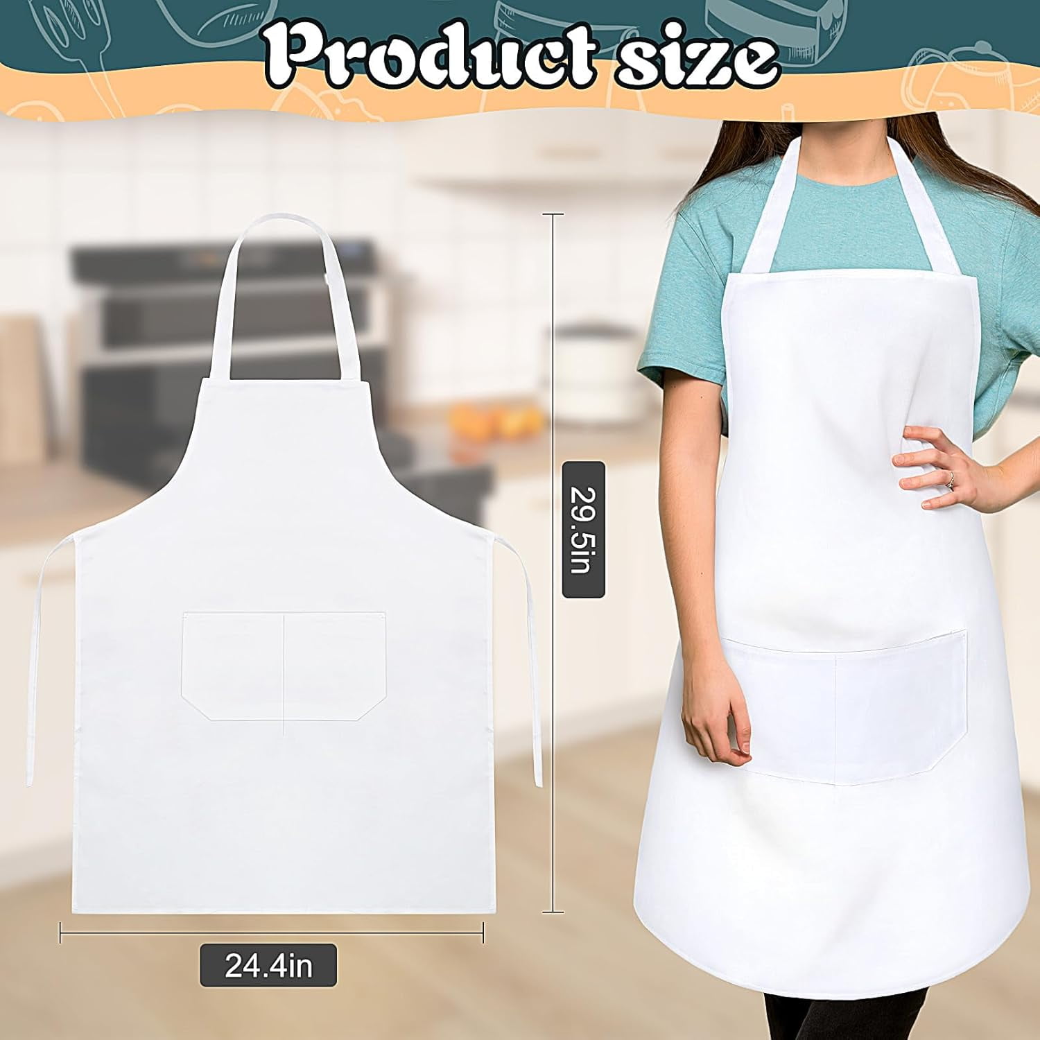 36 Pack Bib Apron Bulk Unisex Cotton Aprons with Pockets Plain Washable ...