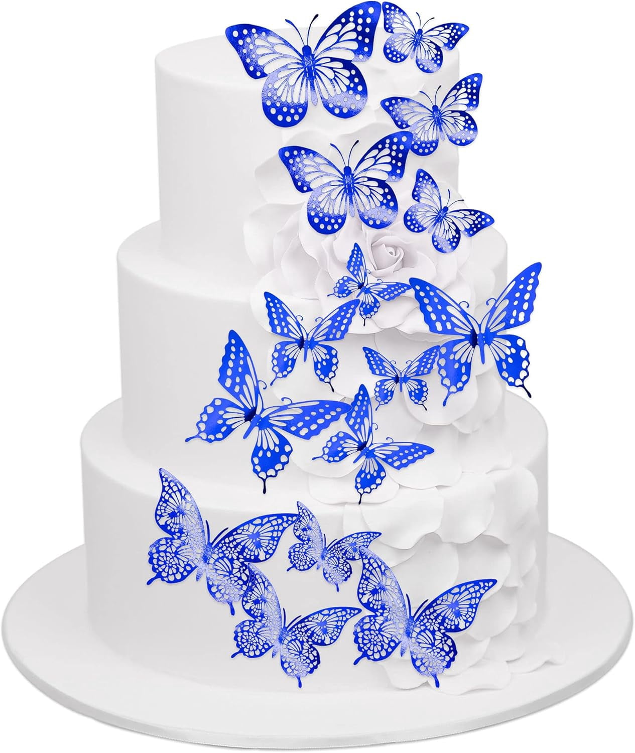 36 Pack Blue 3D Butterfly Cupcake Toppers Hollow Butterfly Cake ...
