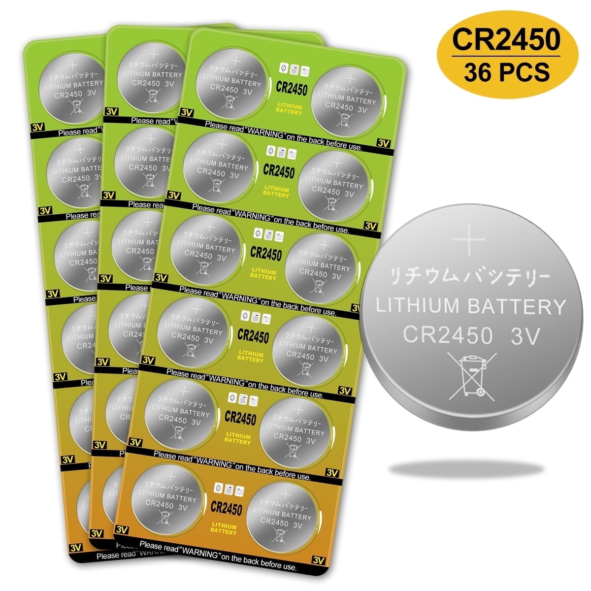 36 Pack CR2450 Battery 3V Lithium Coin Cell 700mAh High Capacity for ...