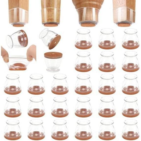 36 Pack Chair Leg Floor Protectors for Hardwood Floors, Silicone Felt ...
