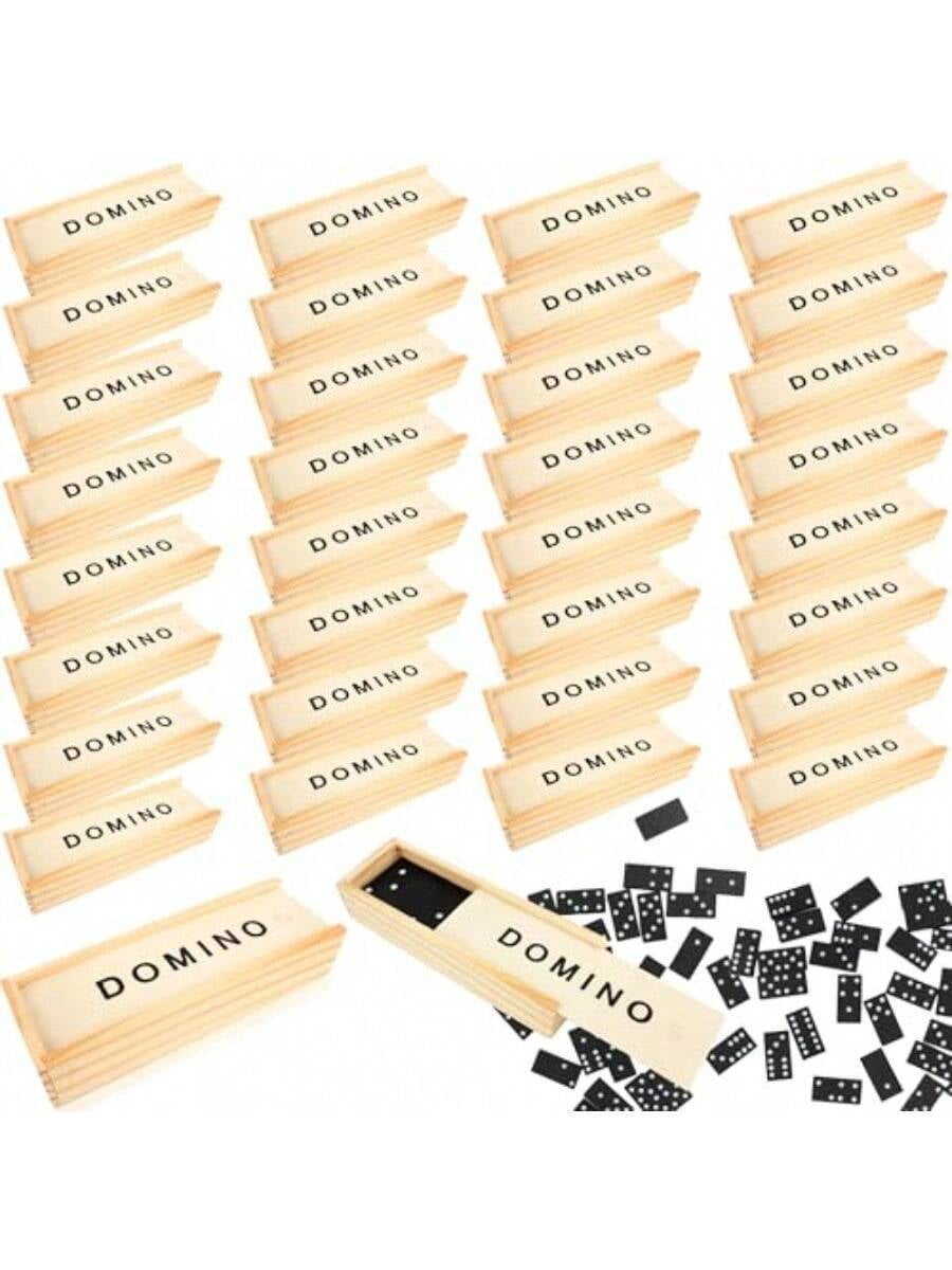 36 Pack Classic Wooden Dominoes Mini Domino Party Favor Double 6 ...