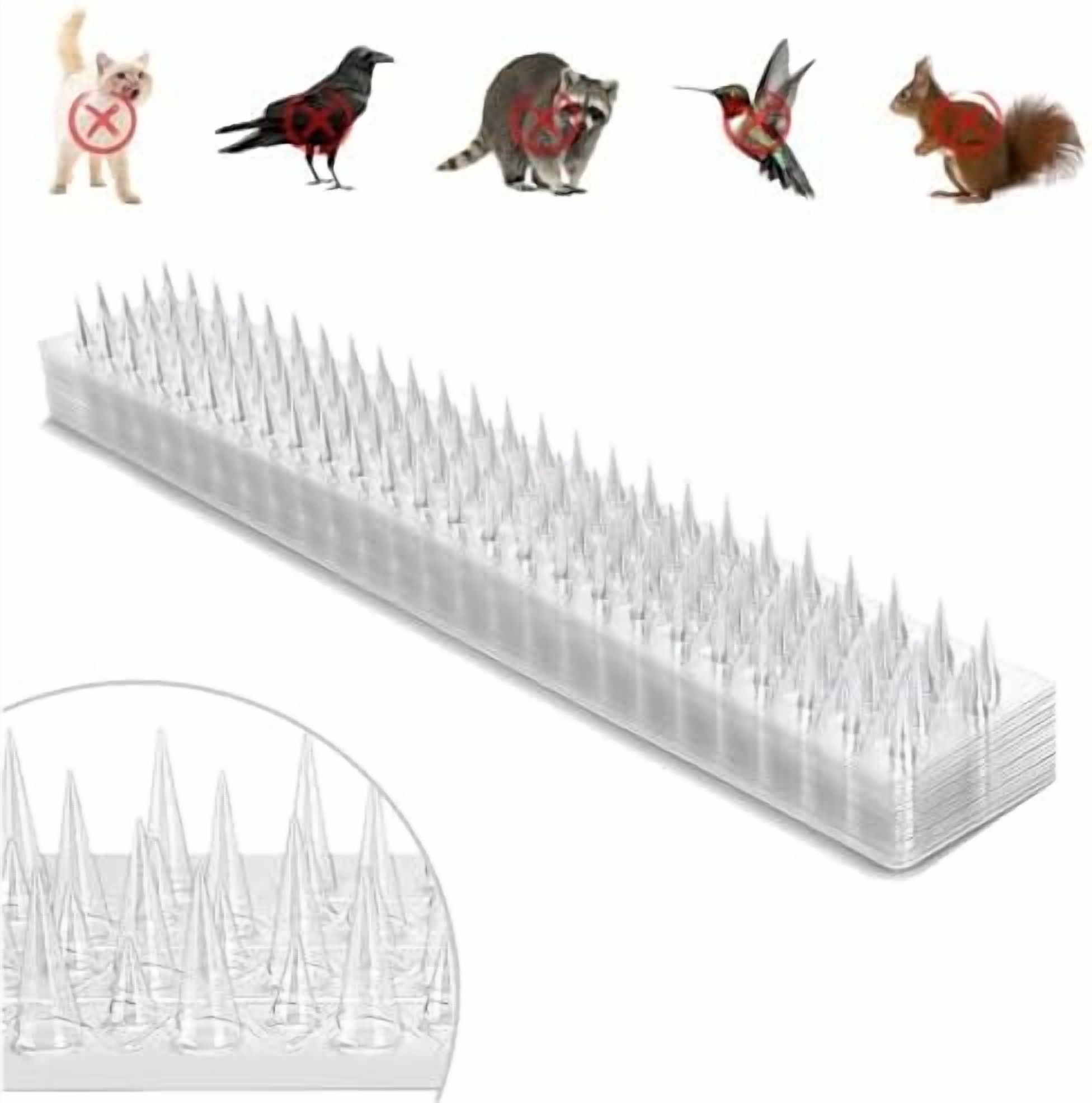 36-Pack Clear Transparent PVC Bird Spikes-Advanced Dual-Length Spikes ...